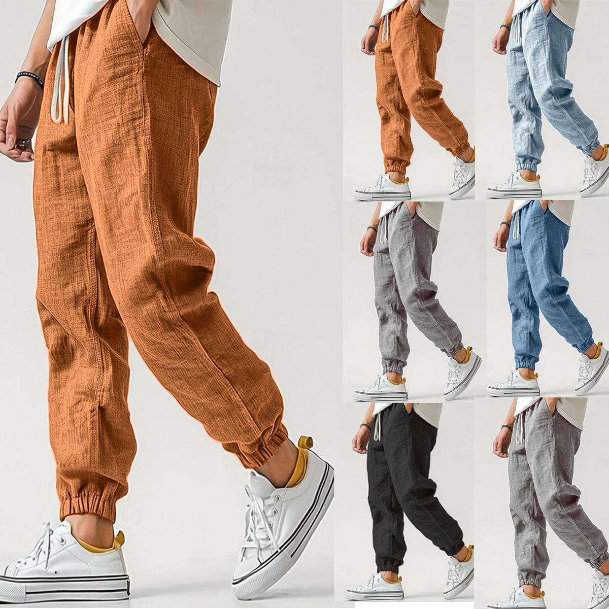 Cotton Blend Voyaging Joggers Slim-fit Ankle-tied Pants Sports Pants w ...